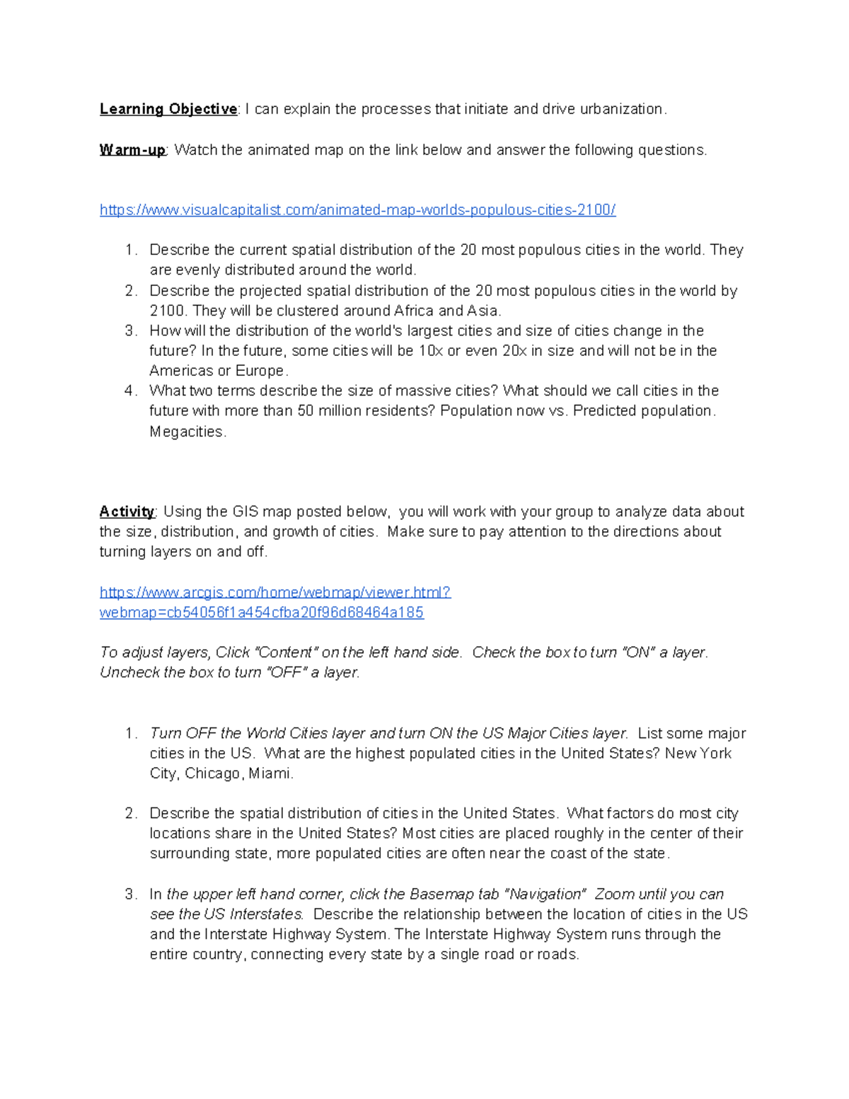 Topic 6.1 The Origins & Influences of Urbanization - Learning Objective ...