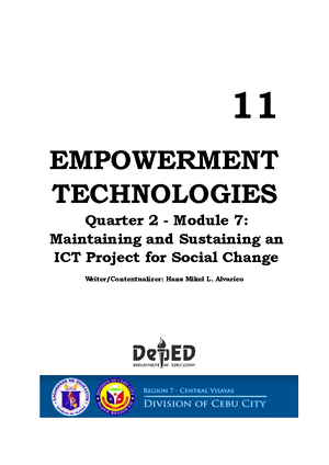 Empowerment Tech Q2 Module 2 - 11 Empowerment Technologies Quarter 2 – Module 2: ICT as Platform ...