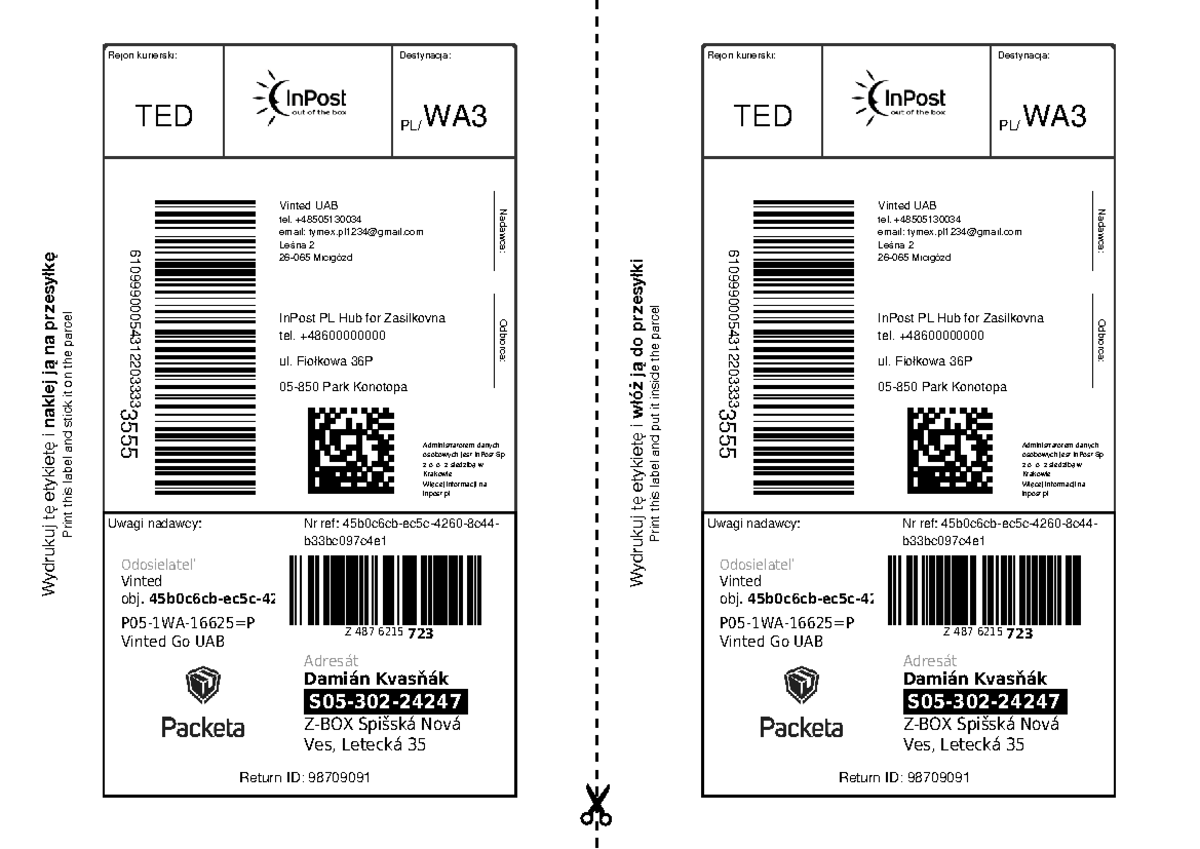 Label for Parcel - Ref: 45b0c6cb-ec5c-4260-8c44-b33bc097c4e1 - Studocu