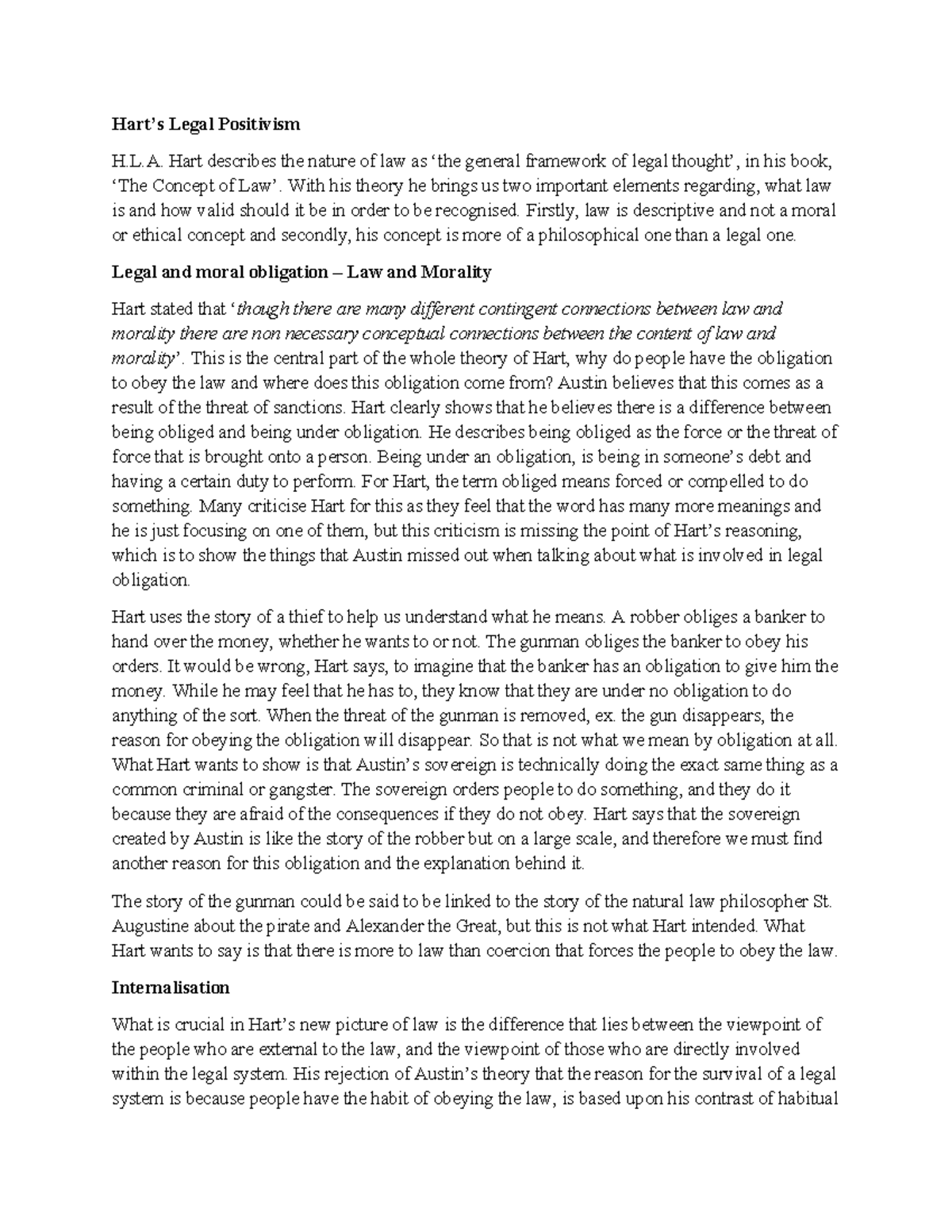 Hart's Legal Positivism: An In-Depth Analysis of Law and Morality - Studocu