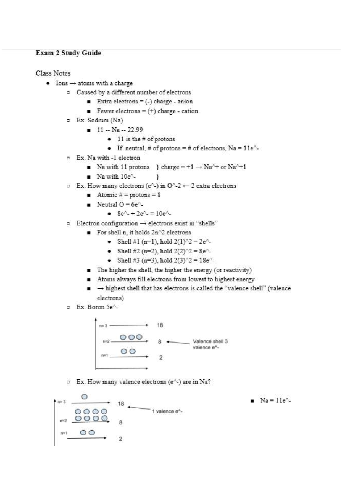 Exam 2 Study Guide: Ions, Atoms, and Electron Configuration Notes - Studocu