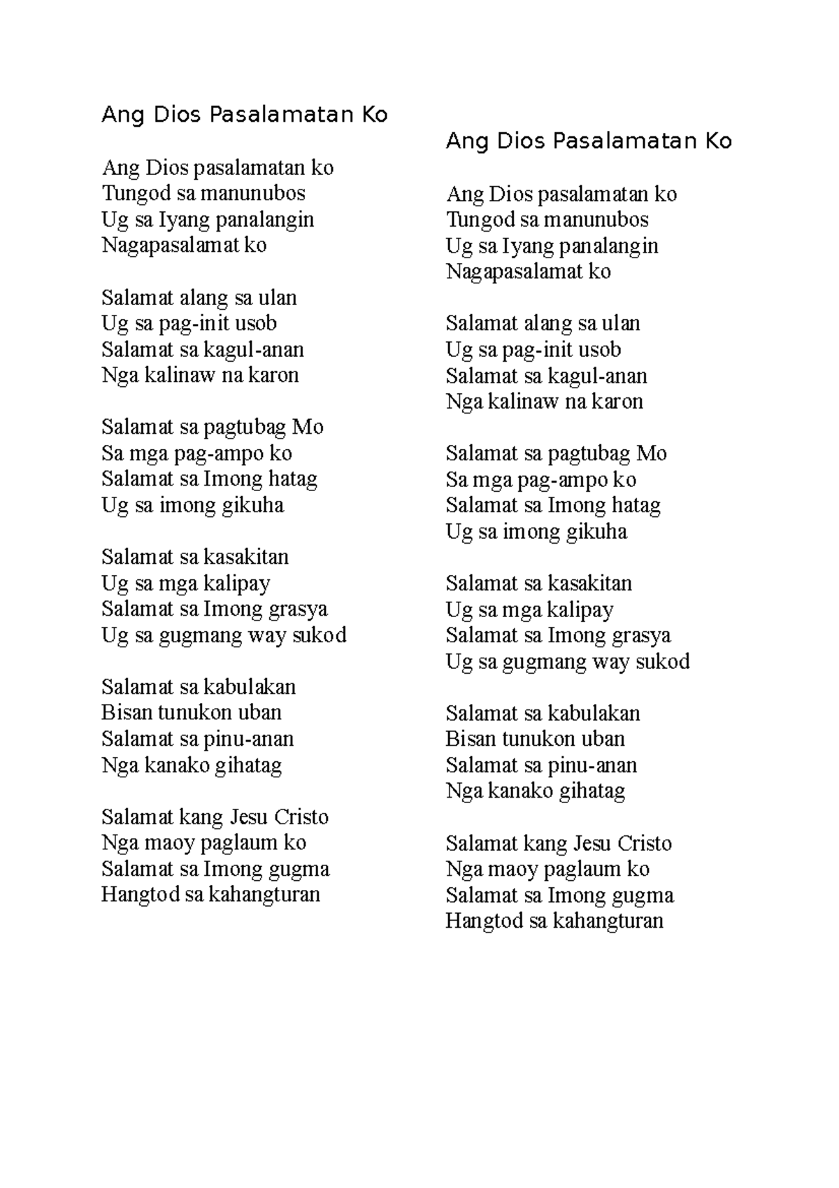 Pasasalamat sa Diyos: Isang Tula ng Pagsambang Hango kay Jesu Cristo ...