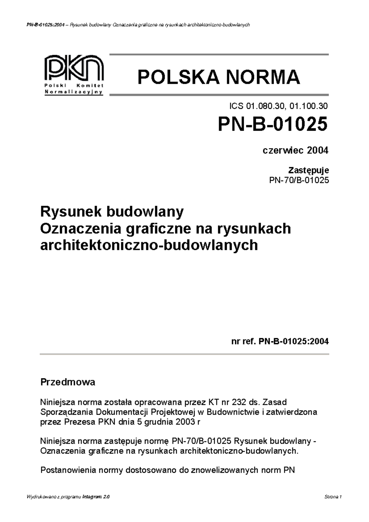 PN-B-01025 - Oznaczenia Graficzne w Planowaniu Architektonicznym - Studocu