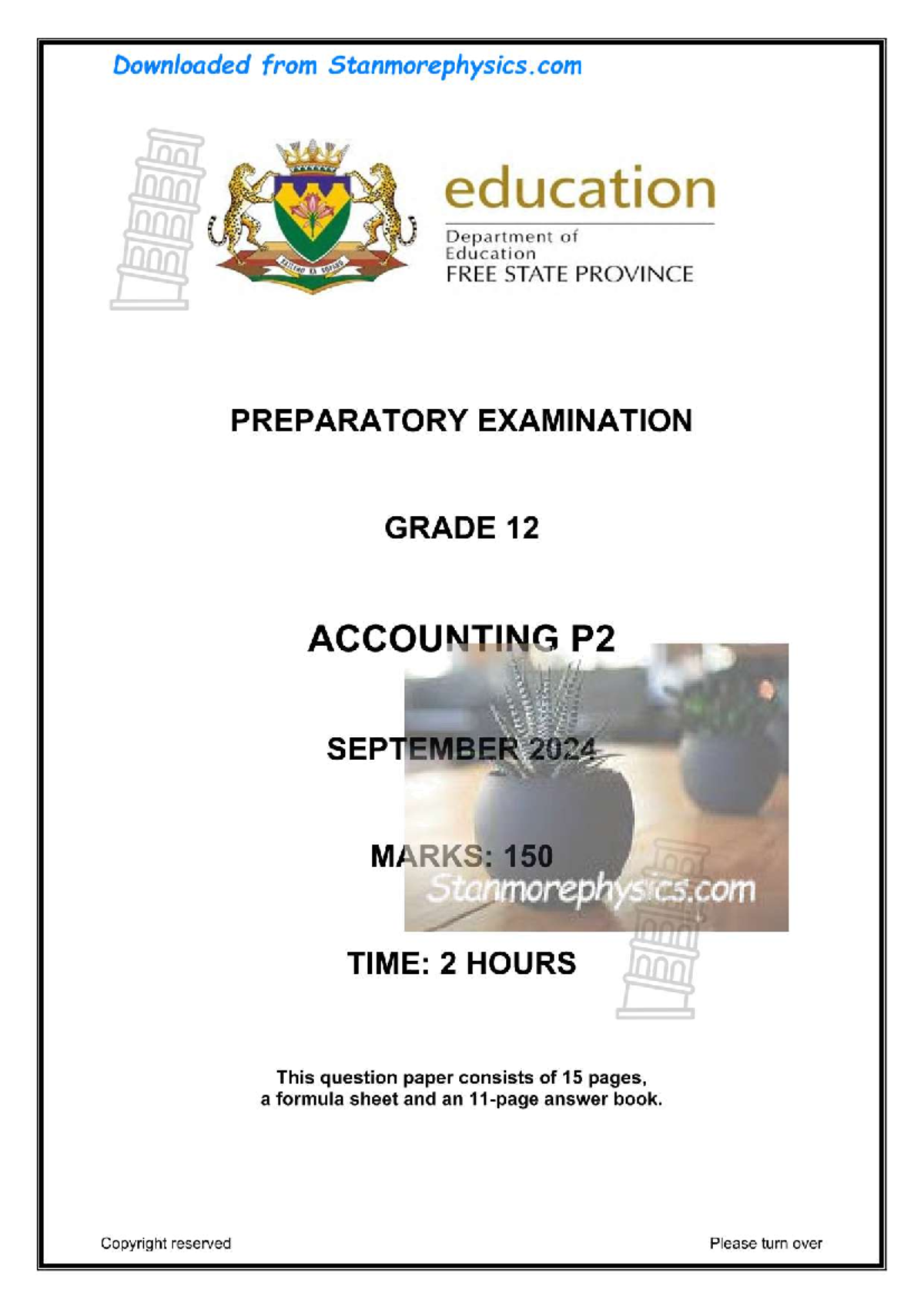 FS Accounting Grade 12 Prep Exam P2 September 2024 - Question Paper ...