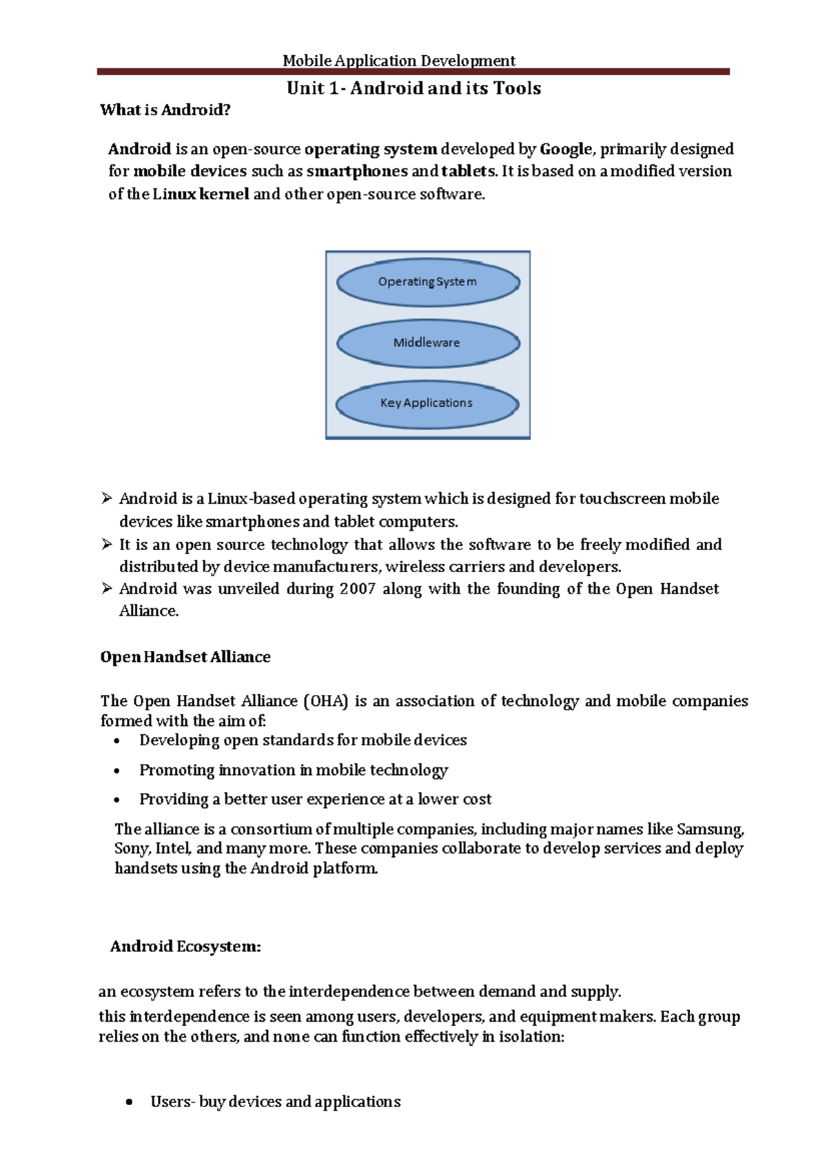 Mobile Application Development (MAD) Syllabus: Android Overview & Tools - Studocu