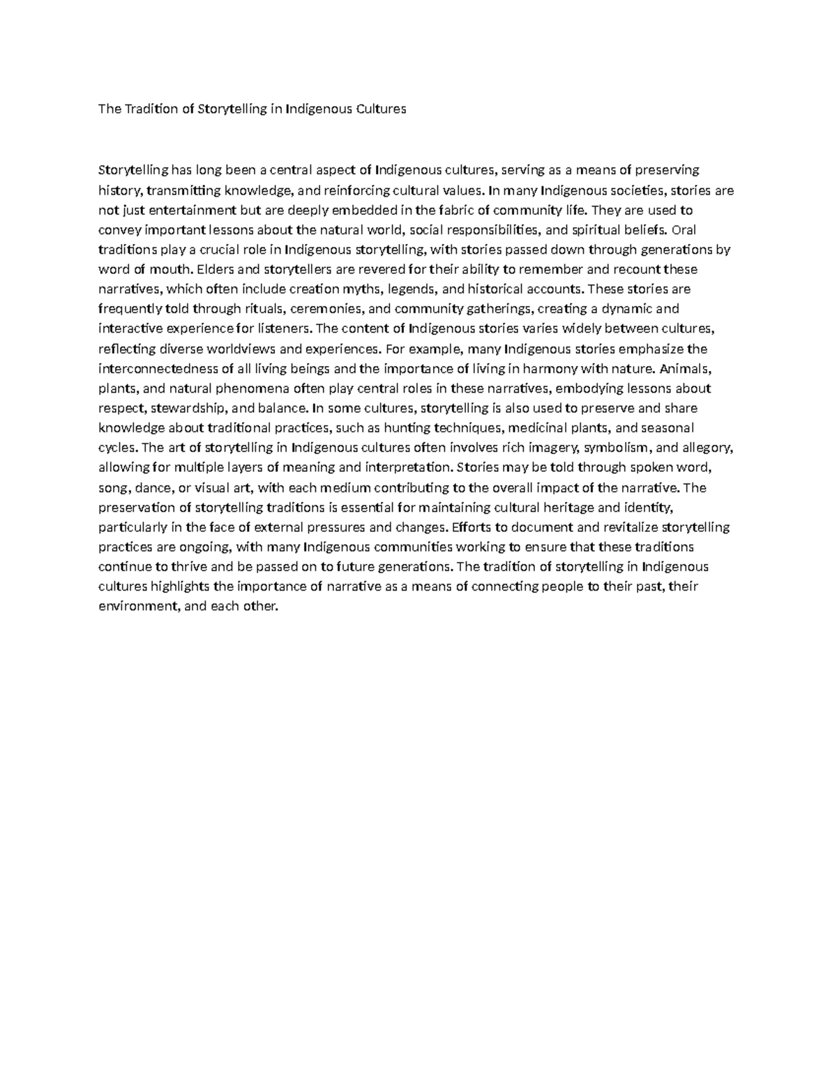 The Tradition of Storytelling in Indigenous Cultures - The Tradition of ...
