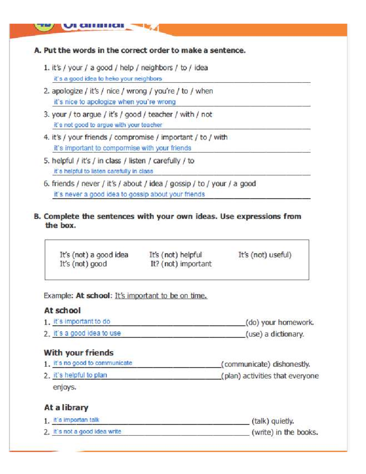 Tarea 4: Sentence Structure and Expression Exercises - Studocu
