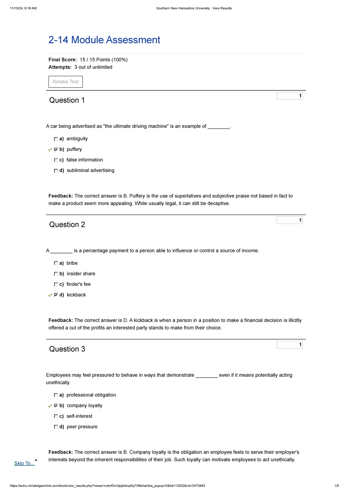 HRM 225 - HRIC - Module 2 Quiz Answers and Explanations - Studocu