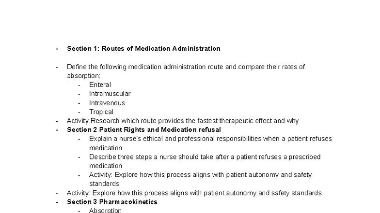 Study Guide for Nursing Exam 1: Medication Routes, Patient Rights, and ...