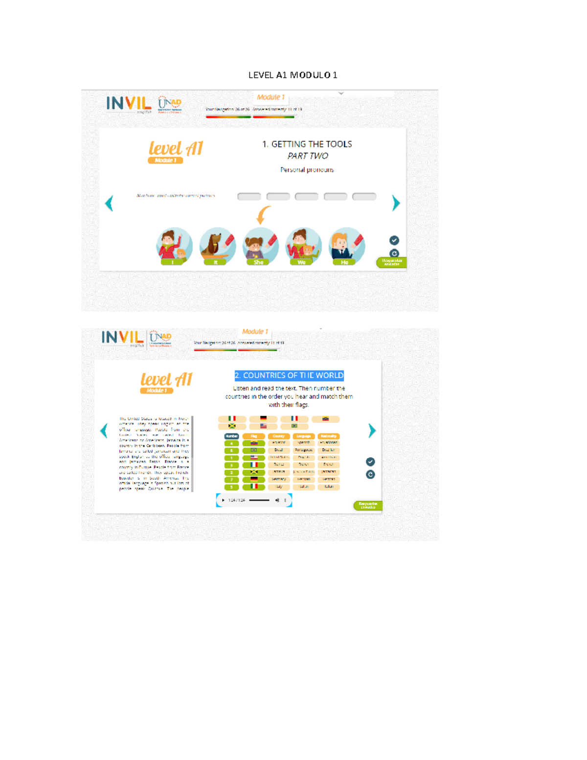 Level A1 Modulo 1 - Ejercicio del eBook Resumen y Análisis - Studocu