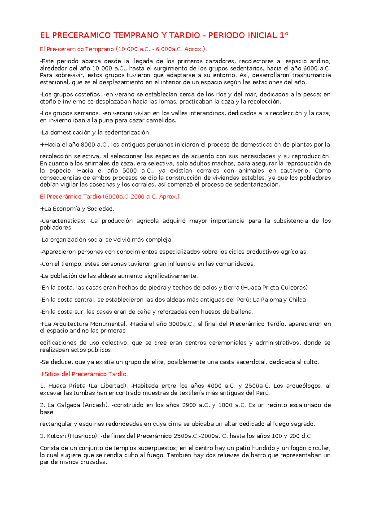 EL Precerámico Temprano y Tardío: Características y Desarrollo ...