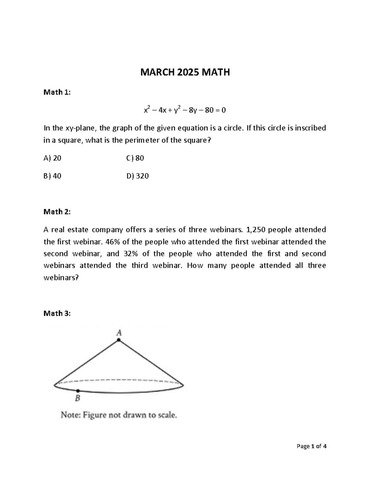March 2025 Math Exam: Problem Set and Solutions - Studocu