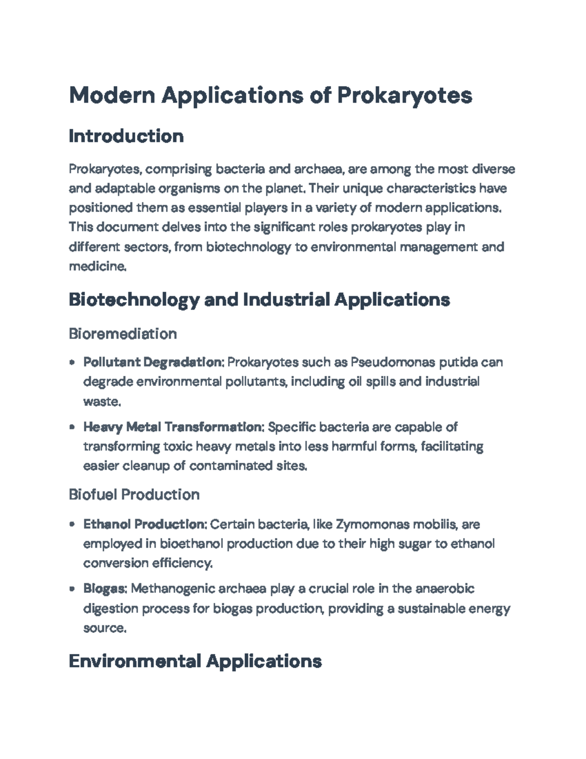 Modern Applications of Prokaryotes: Biotechnology, Medicine & More ...
