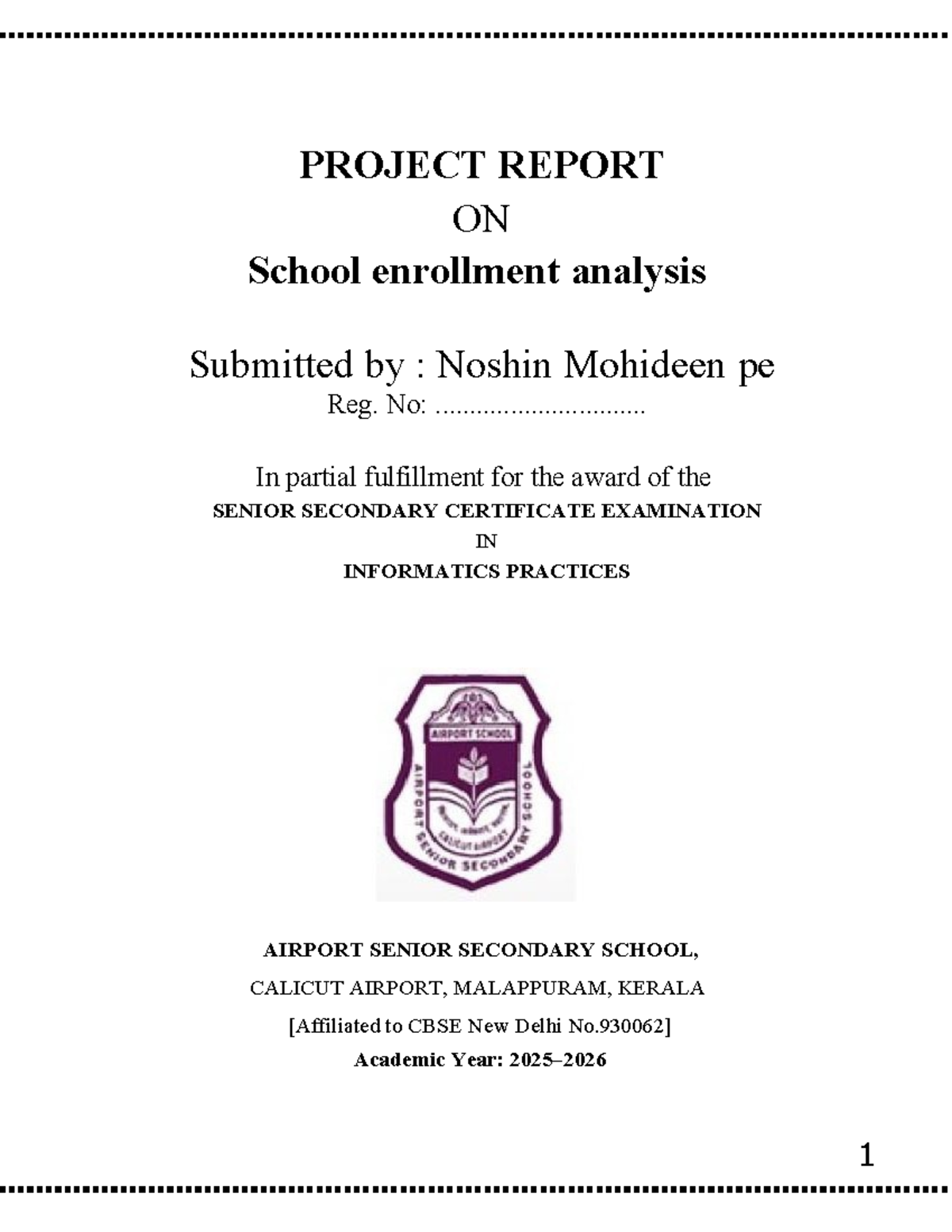 School Enrollment Analysis Project Report - Class XII SSCE in IP - Studocu