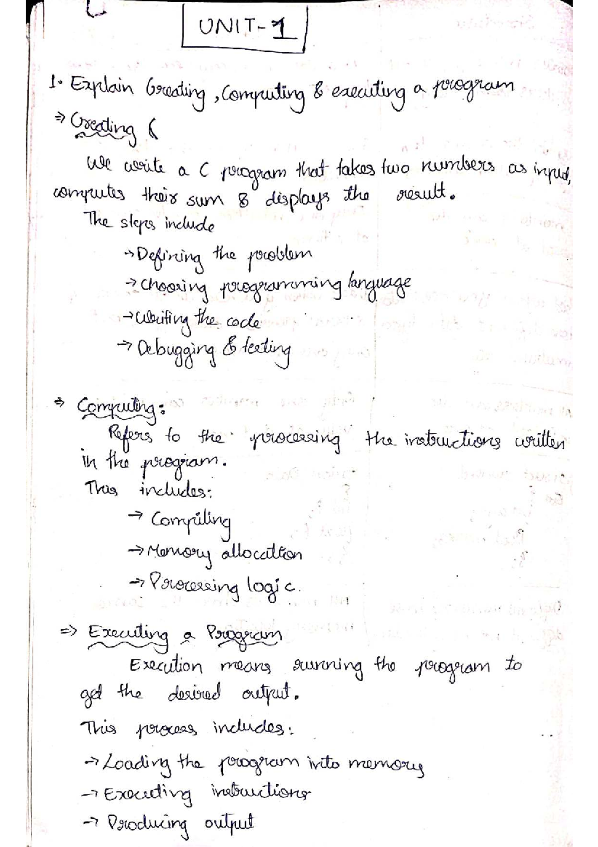 Unit-1 - Lecture Notes on C Programming Concepts and Algorithms - Studocu