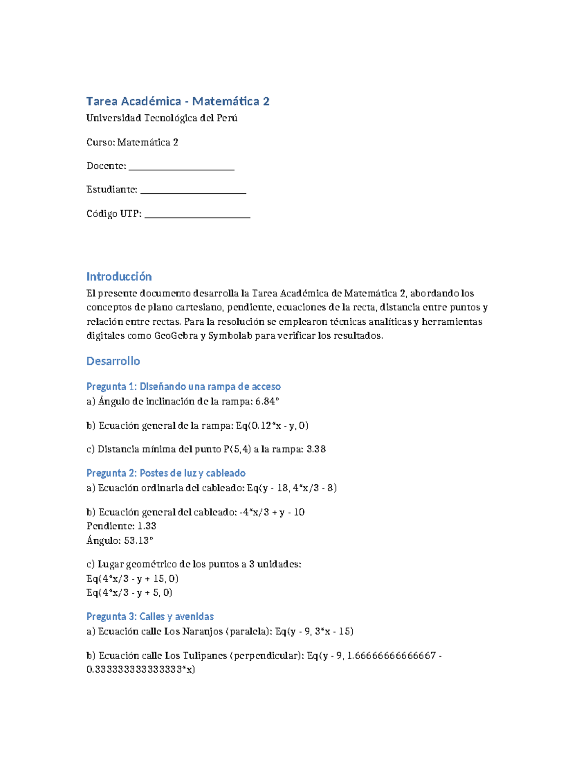 Tarea Académica Resuelta de Matemática 2 - UTP - Studocu