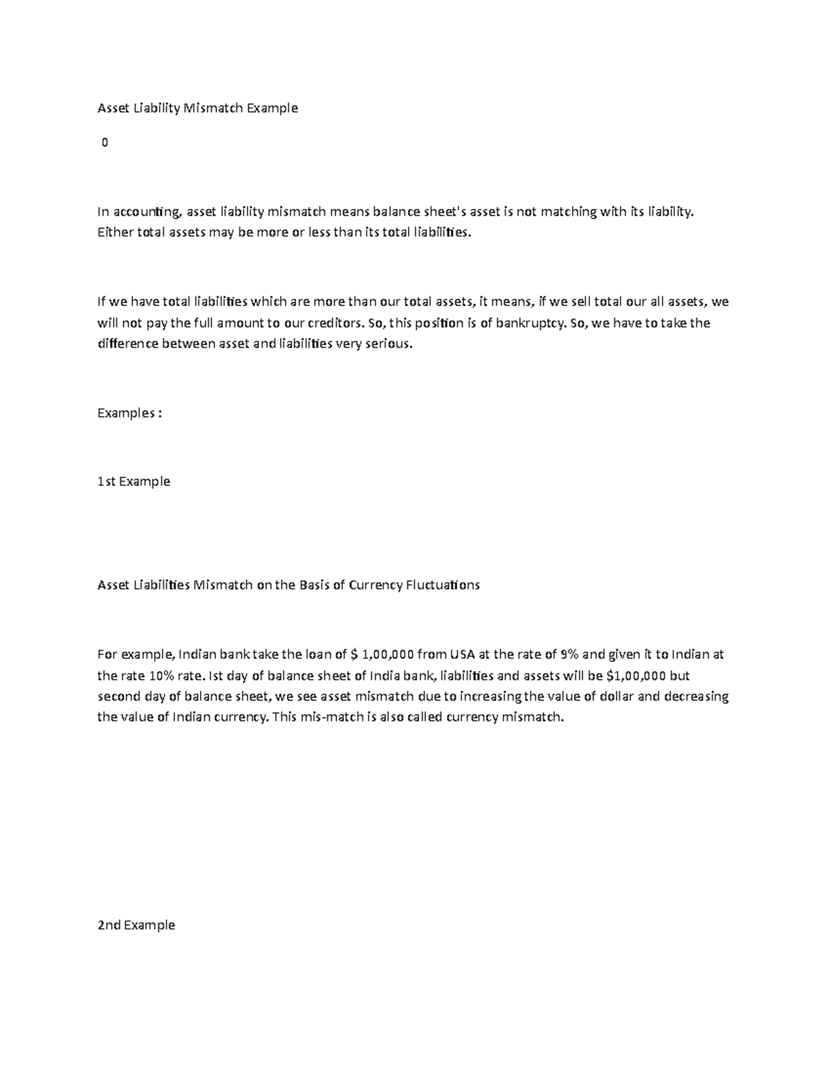 Asset Liability - Assignment - Asset Liability Mismatch Example 0 In ...