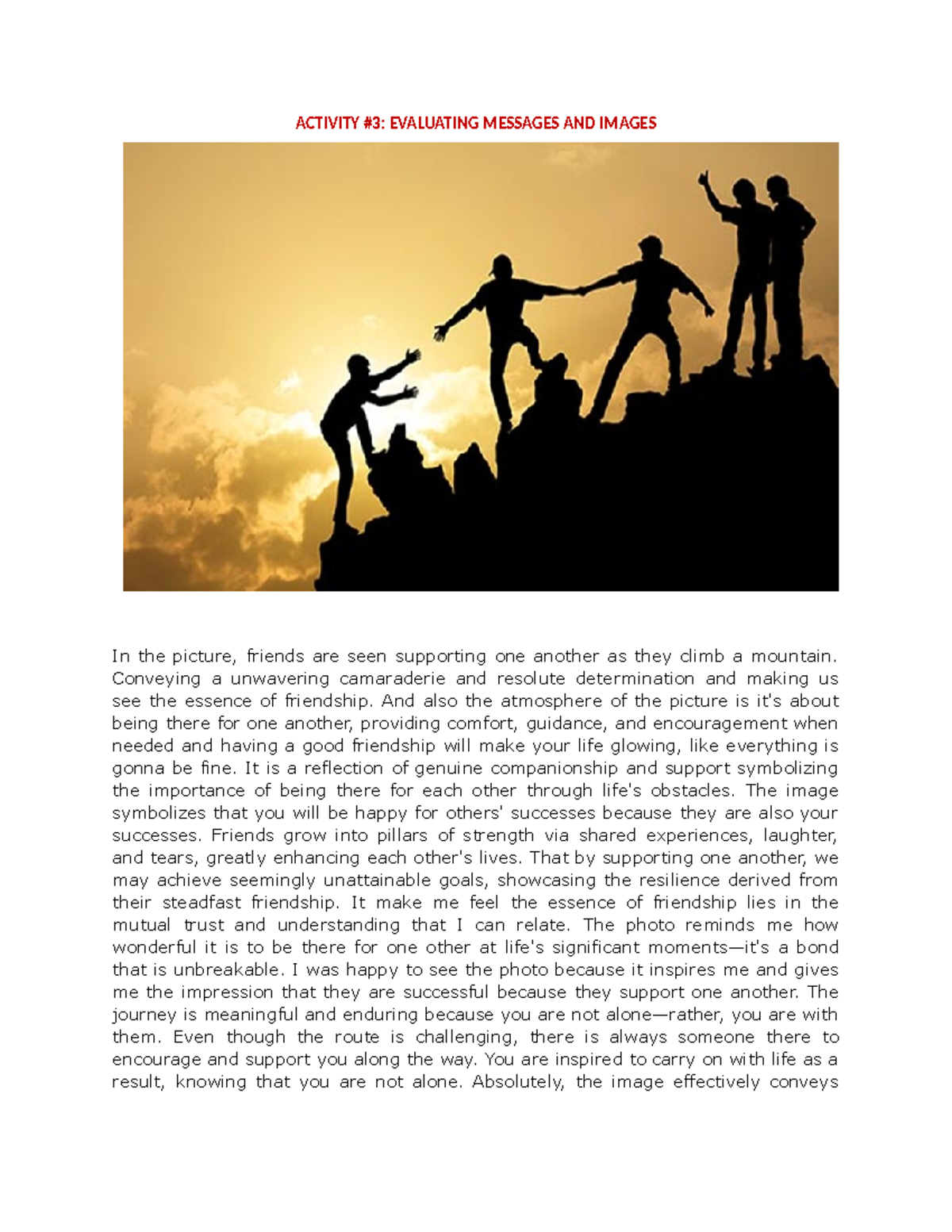 Activity 3 - English (estrada) - ACTIVITY #3: EVALUATING MESSAGES AND ...