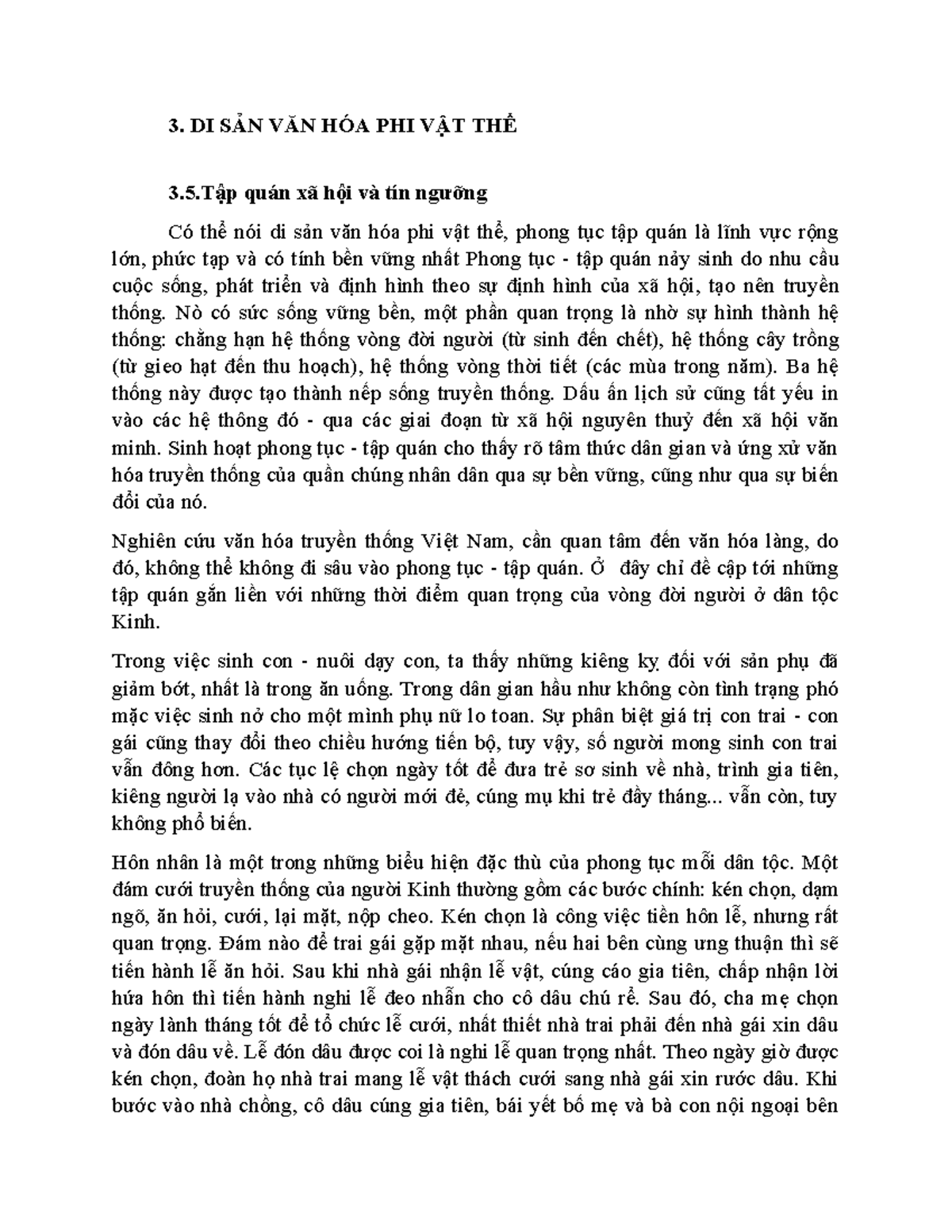 Di sản văn hóa phi vật thể: Tập quán và lễ hội truyền thống - Studocu