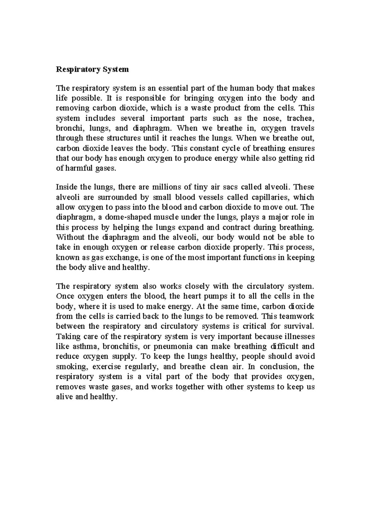 Respiratory System Overview: Functions & Importance - Studocu