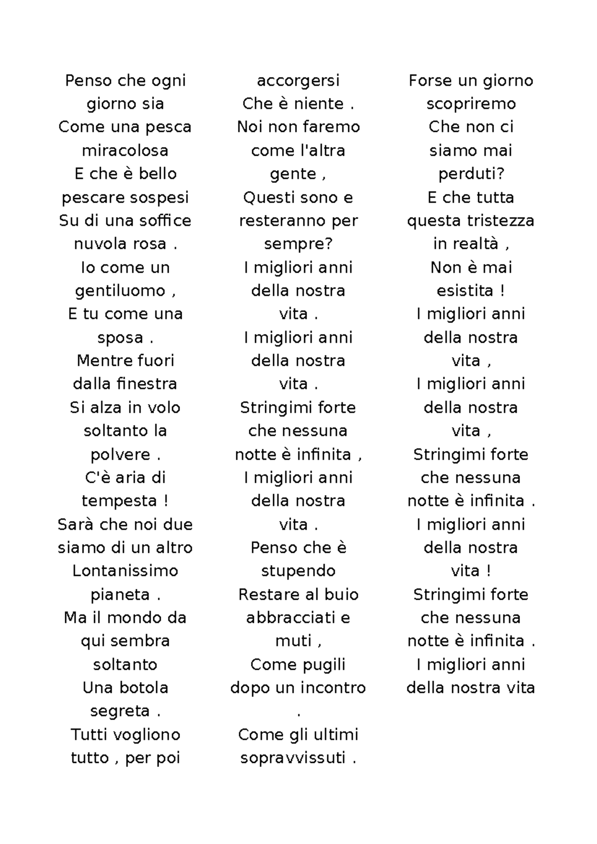 Forza Parma - Analisi del testo "I migliori anni della nostra vita ...