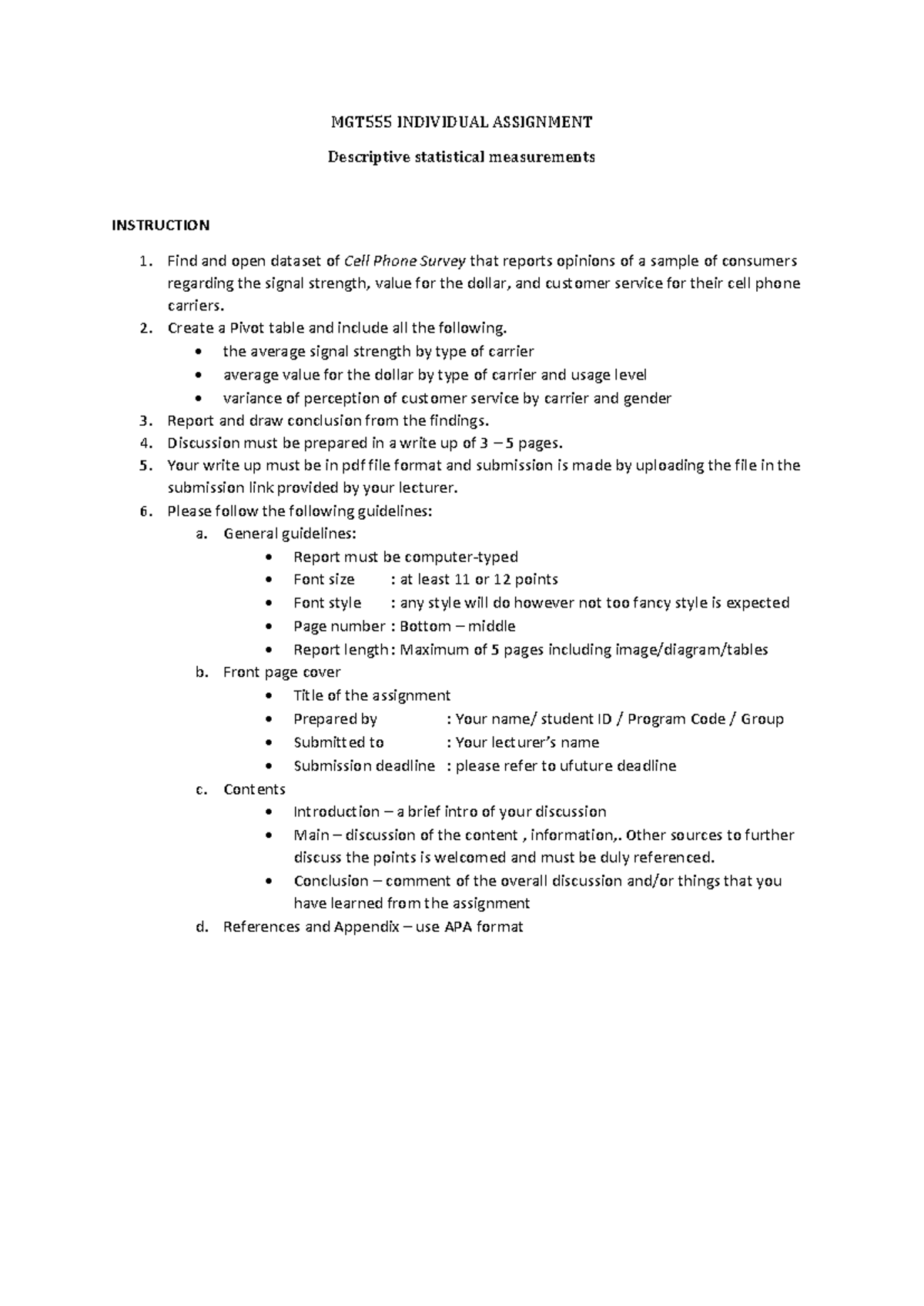 195FAF9E - Individual Assignment on Descriptive Statistics Analysis ...