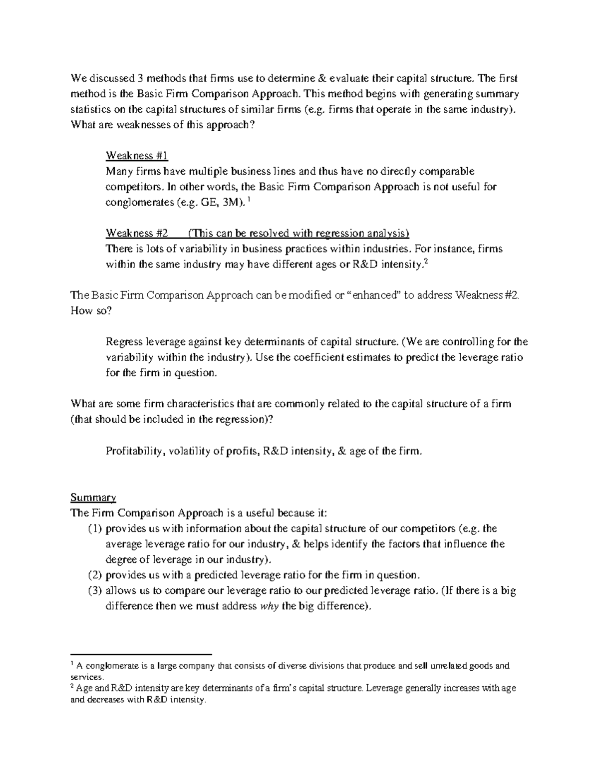 Capital Structure Analysis: Firm Comparison Approach Explained - Studocu