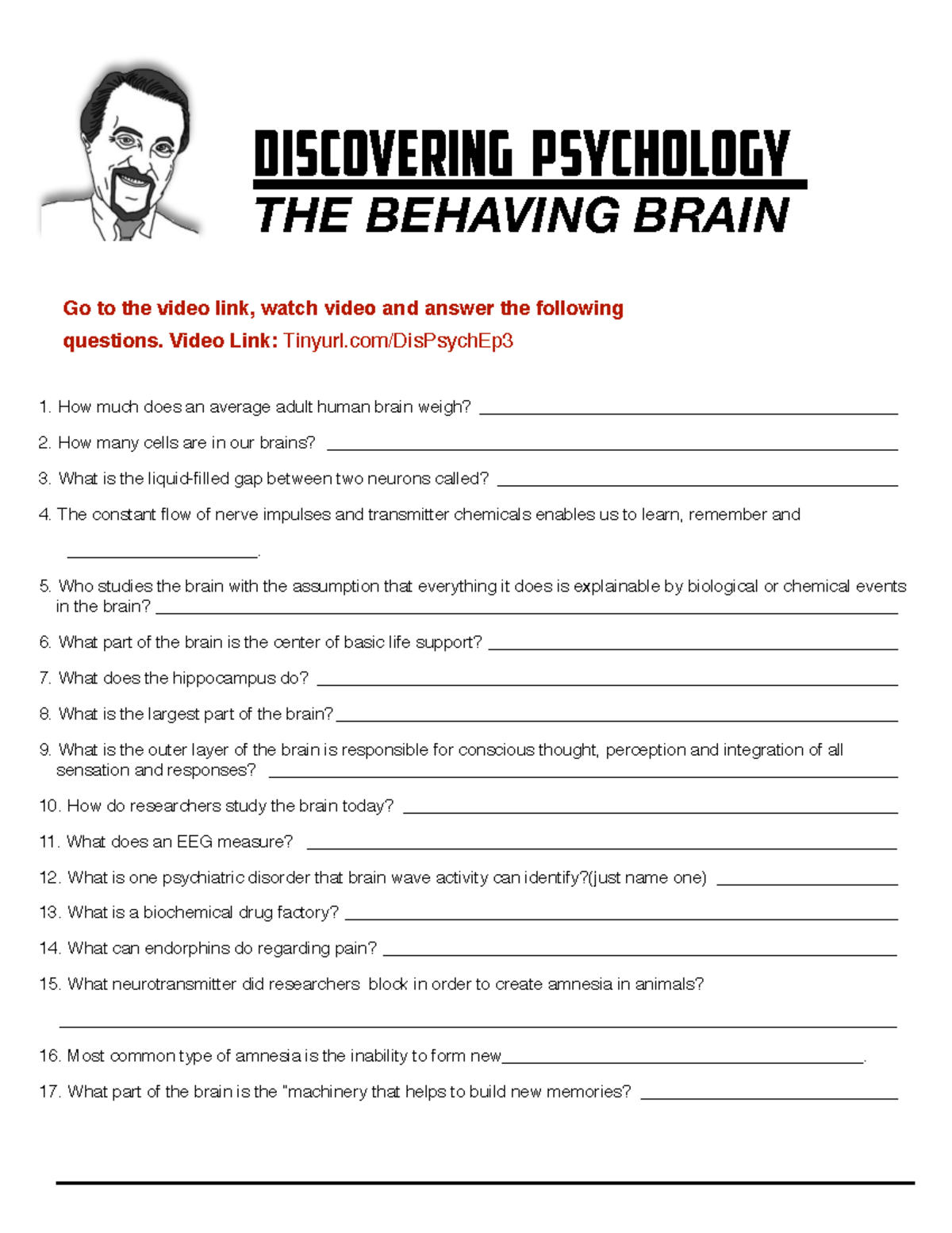 Assignment: Chapter 3 - The Behaving Brain Video Q&A - Studocu
