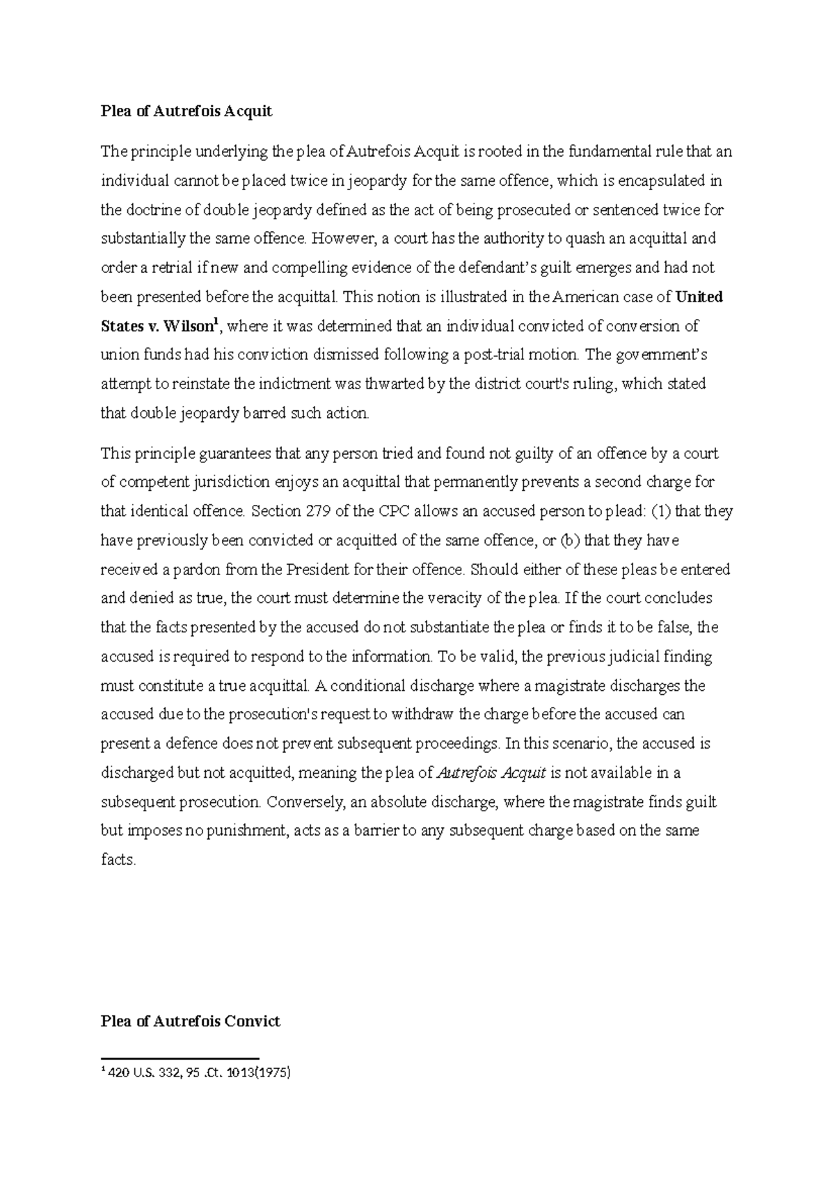 Plea of Autrefois Acquit: Understanding Double Jeopardy Principles ...