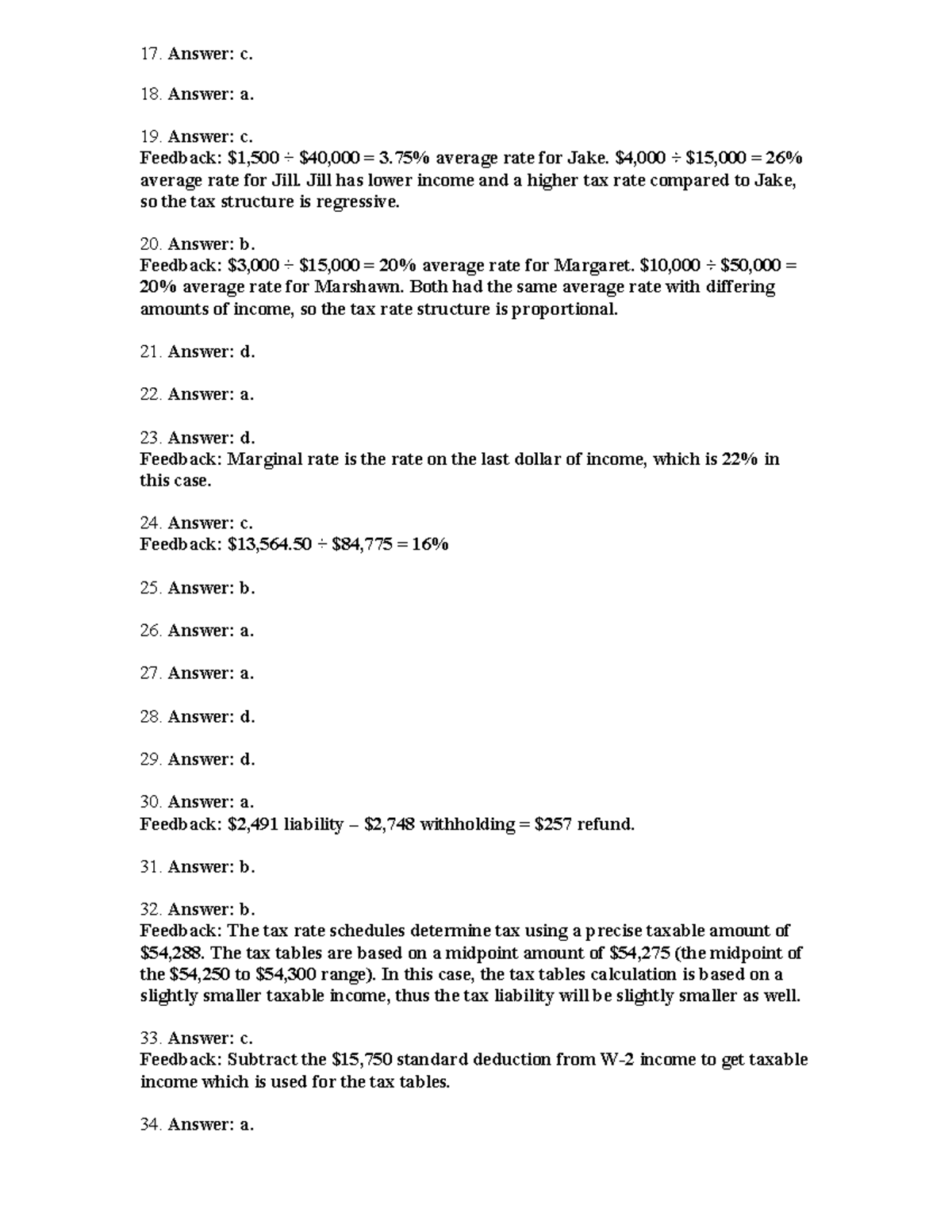 Chapter 1 Solutions - Tax Rate Structures and Feedback Analysis - Studocu