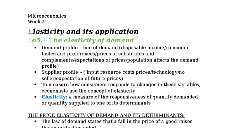 Microeconomics Week 3: Elasticity and Its Applications (Chapter 5 ...