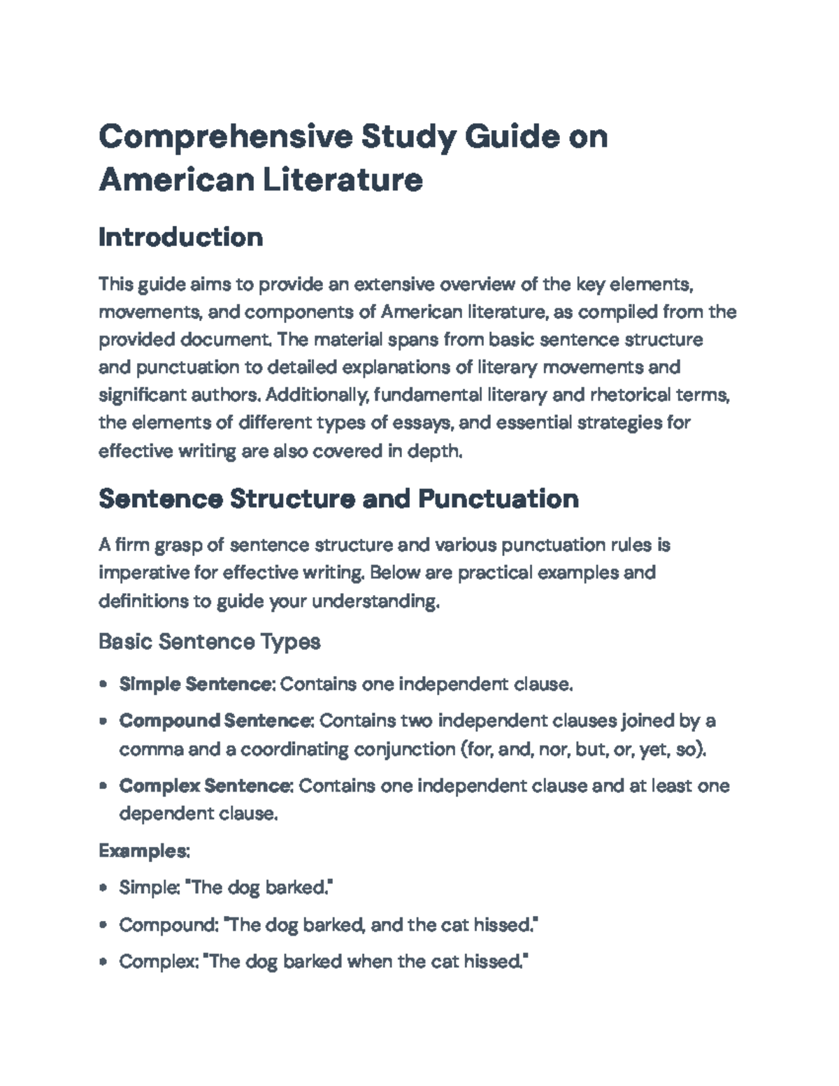 American Literature Study Guide: Key Movements & Writing Skills - Studocu