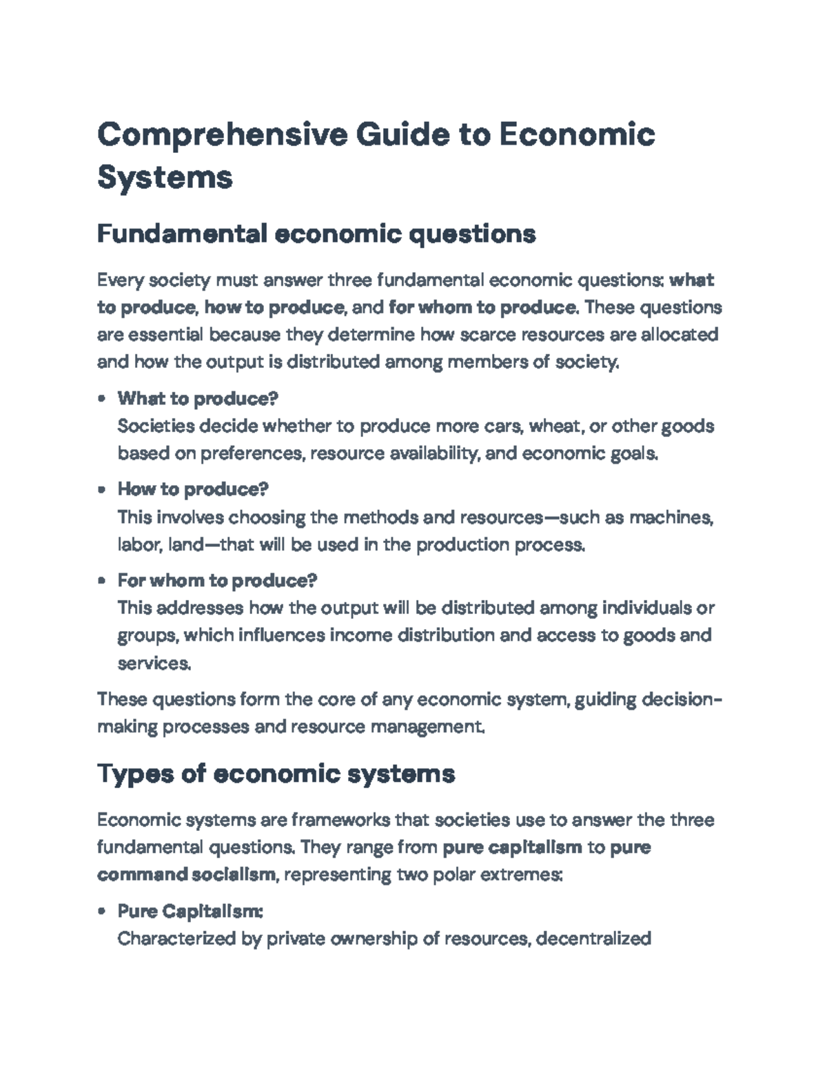 Comprehensive Guide to Economic Systems: Key Principles & Models - Studocu