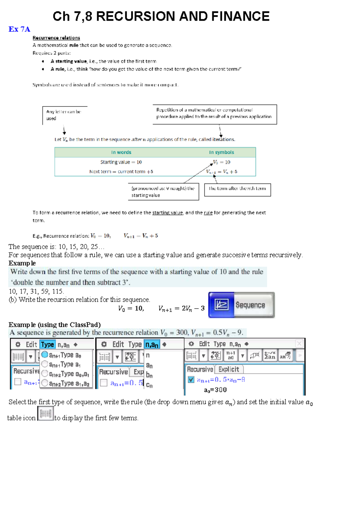 Financial FM Notes 2026: Recursion & Finance (Ex 7A, Ch 7,8) - Studocu
