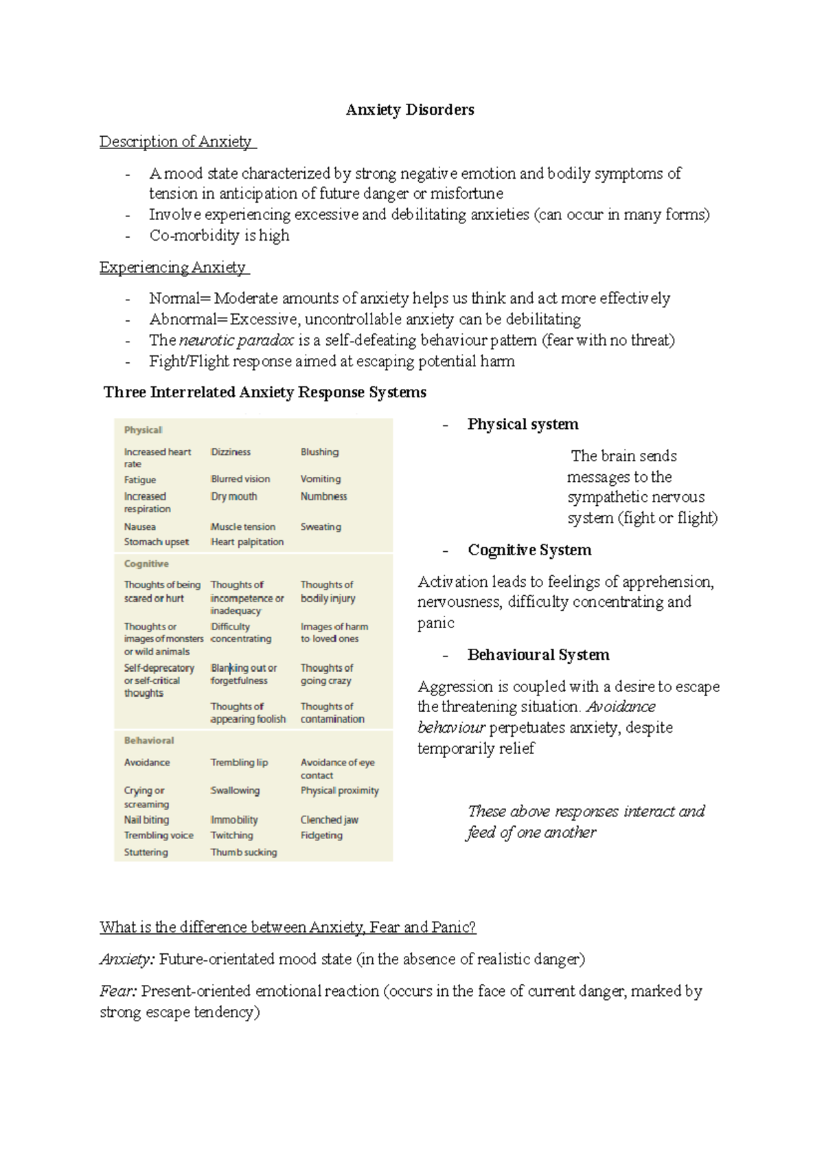 Anxiety Disorders - Lecture notes Chapter 11 - Anxiety Disorders ...