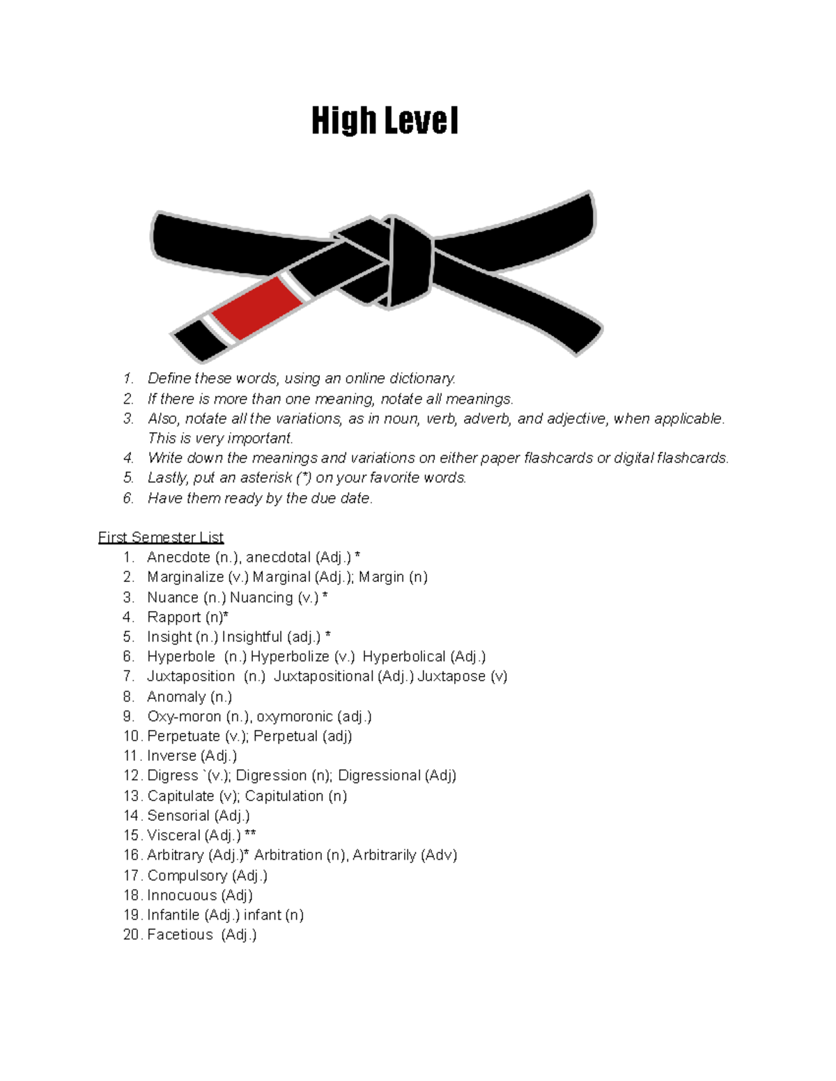 First Semester Vocabulary List & Definitions: Key Terms Explained - Studocu