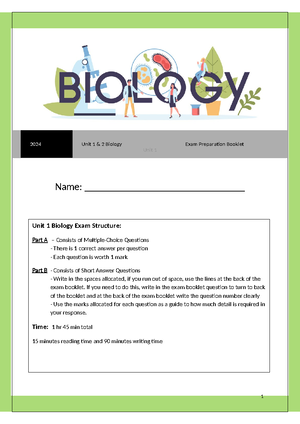 Unit 1 Biology Revision for AOS 1 SAC 1 - Living organisms and what ...