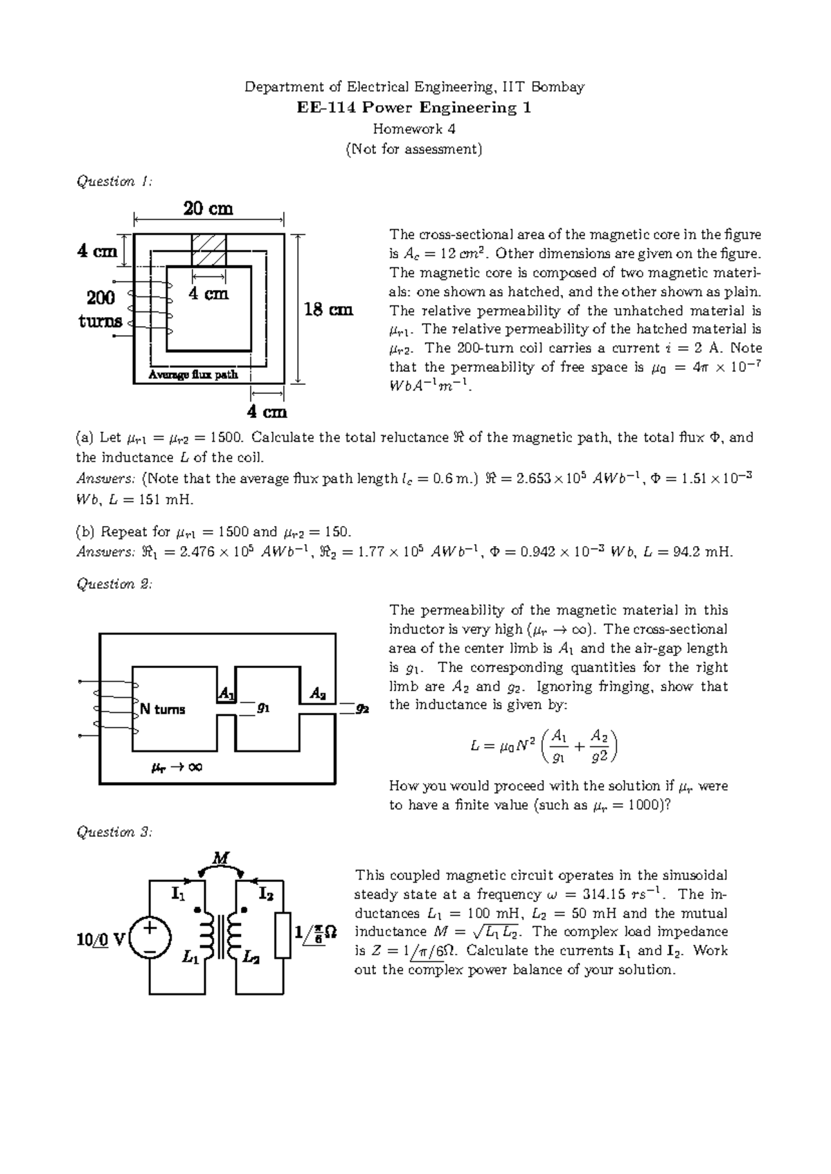 Ee114 Power Engineering 1 Homework 4 Solutions - Studocu