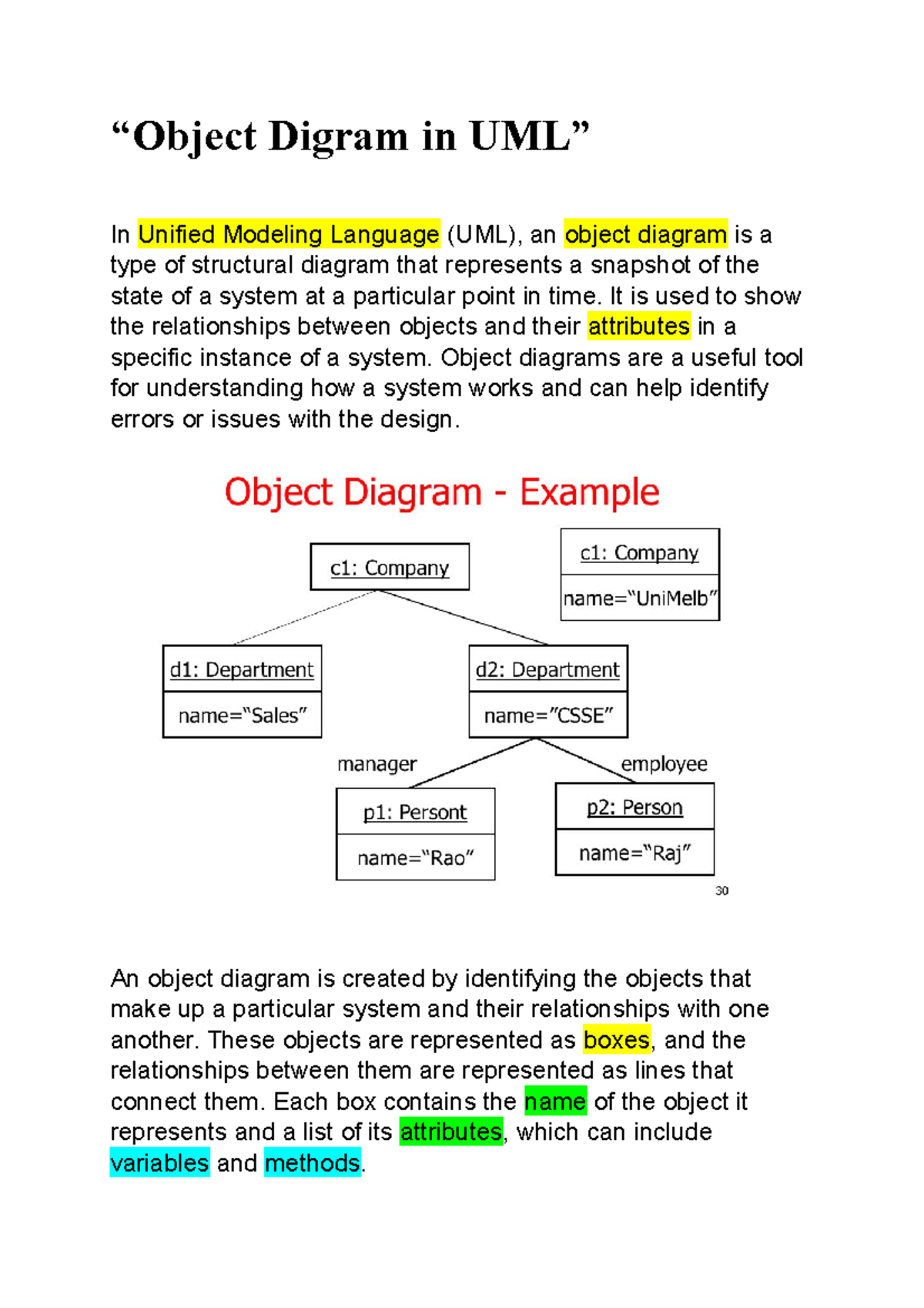 Understanding Object Diagrams in UML: A Comprehensive Guide - Studocu
