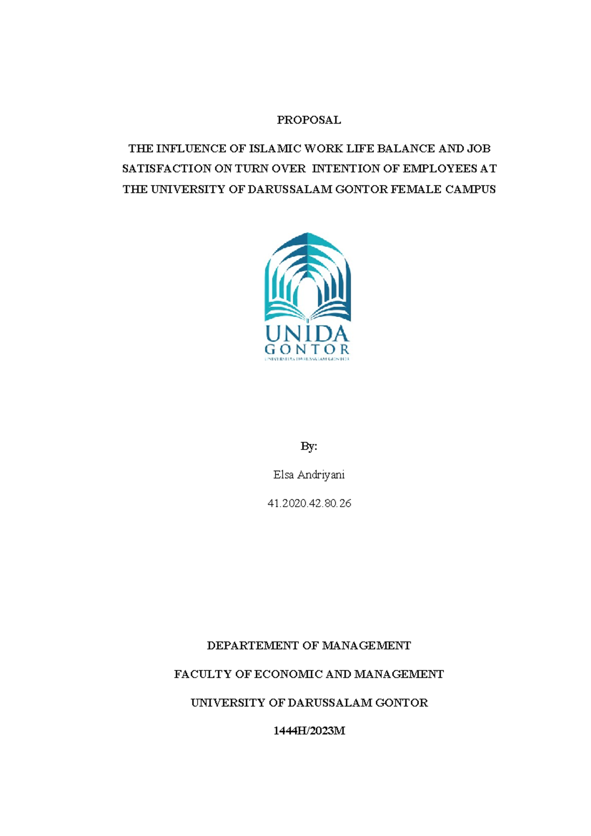 SPS 41.2020.42.80.26: Proposal on Islamic Work-Life Balance & Job ...