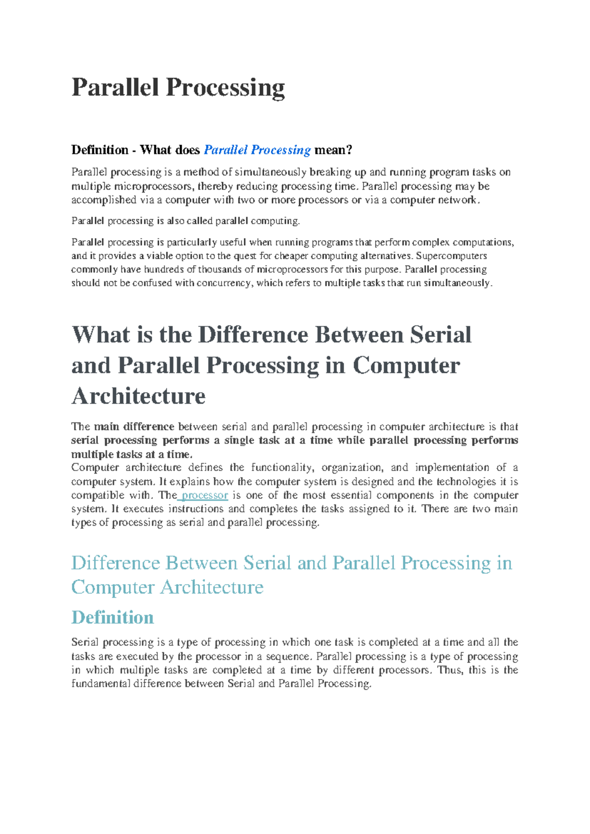 Module 3 COA COE - Coe notes - Parallel Processing Definition - What ...