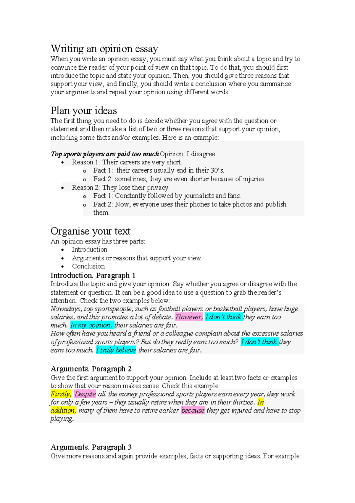 712029856 Opinion Essay Writing Guide: Structure & Tips - Studocu