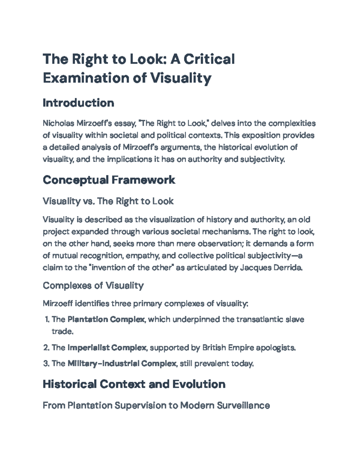 Analysis of Nicholas Mirzoeff's "The Right to Look" and Visuality - The ...