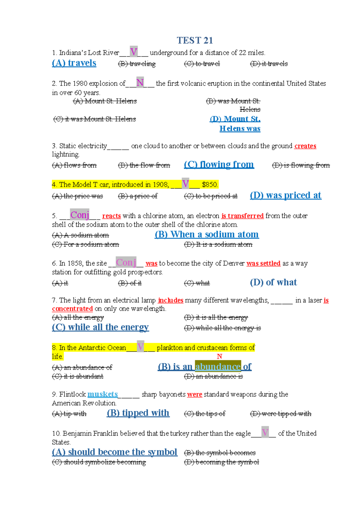 S21 Hard - English Test Questions and Answers - Studocu
