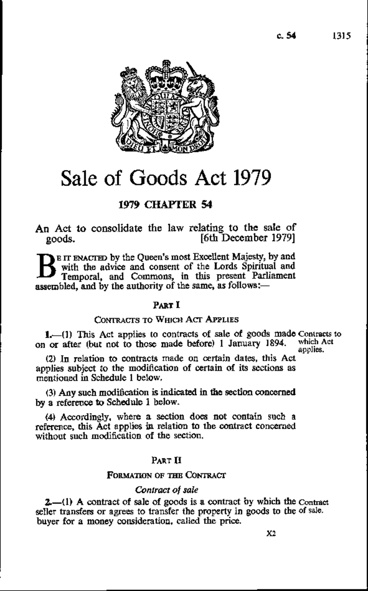 Sale of Goods Act 1979: Key Provisions and Interpretations - Studocu