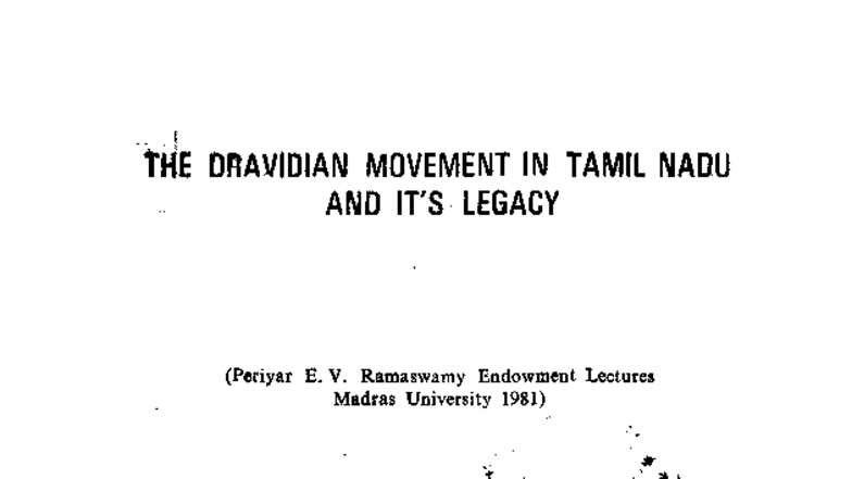 Dravidian Movement in Tamil Nadu: Legacy and Impact (TVA BOK 0038330 ...