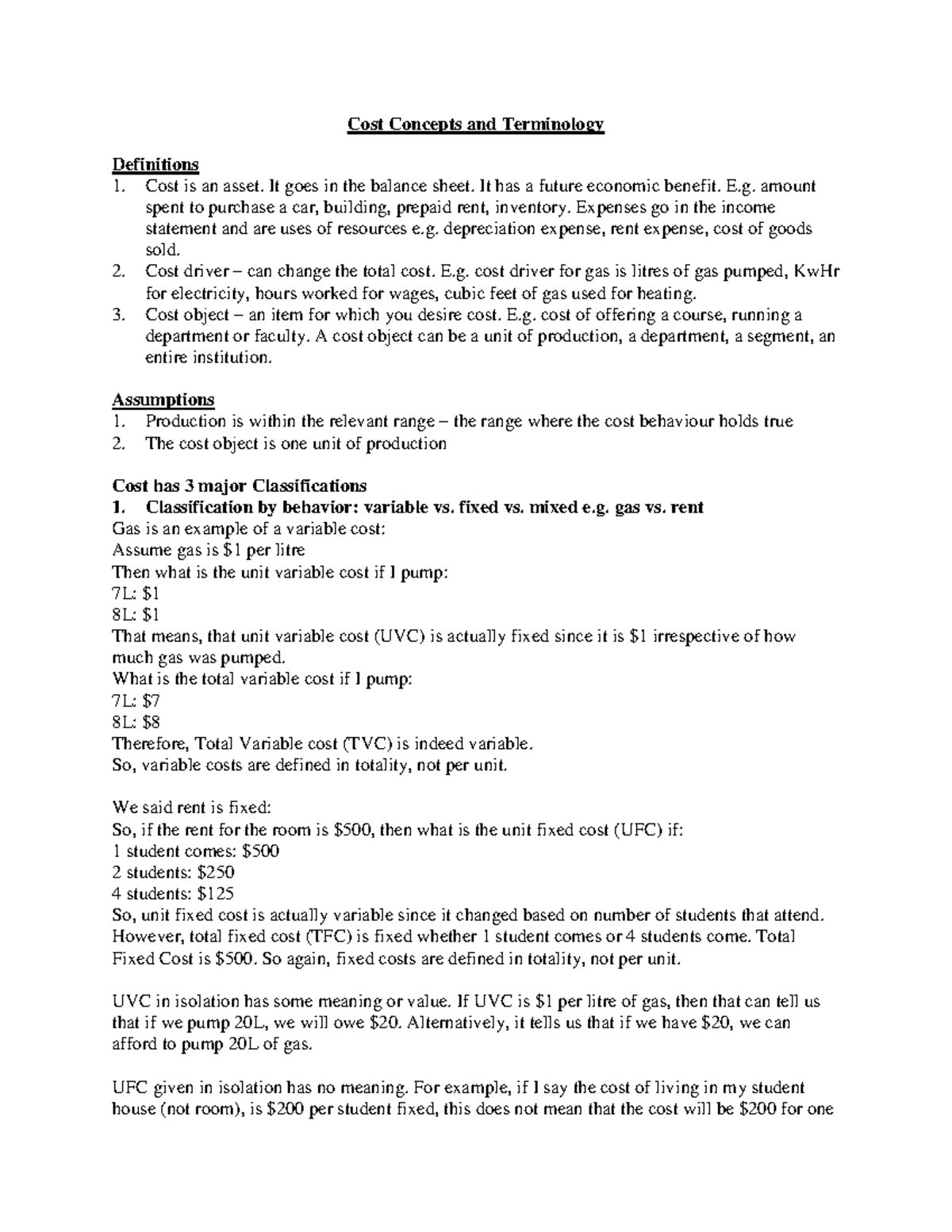 Chapter 2 - Cost Concepts and Terminology Definitions (AM) - Studocu