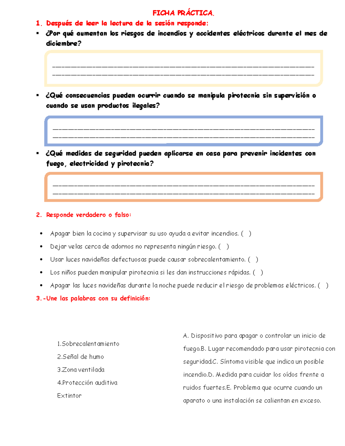 Ficha Práctica: Prevención de Incendios y Seguridad Eléctrica en ...