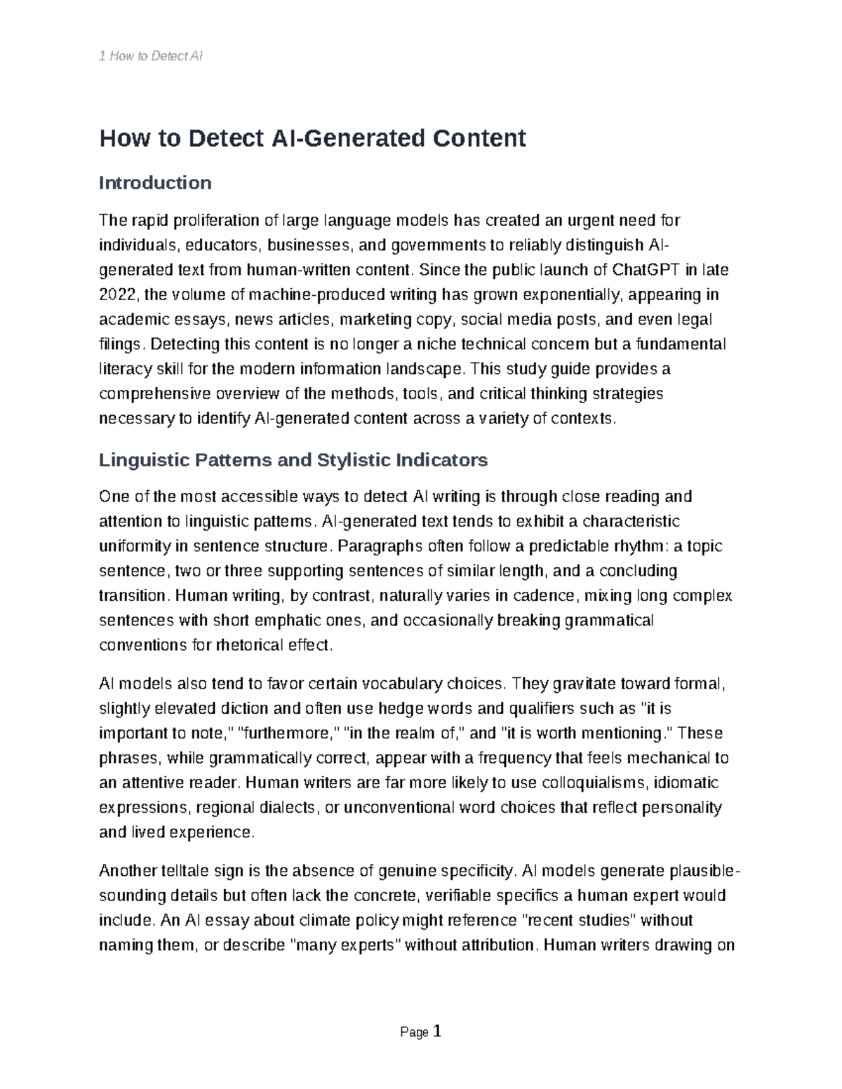 1 How to Detect AI: Comprehensive Guide to Content Identification - Studocu