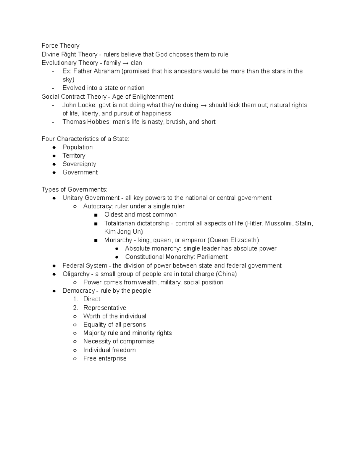 Civics Notes: Theories of Government and Constitutional Principles ...